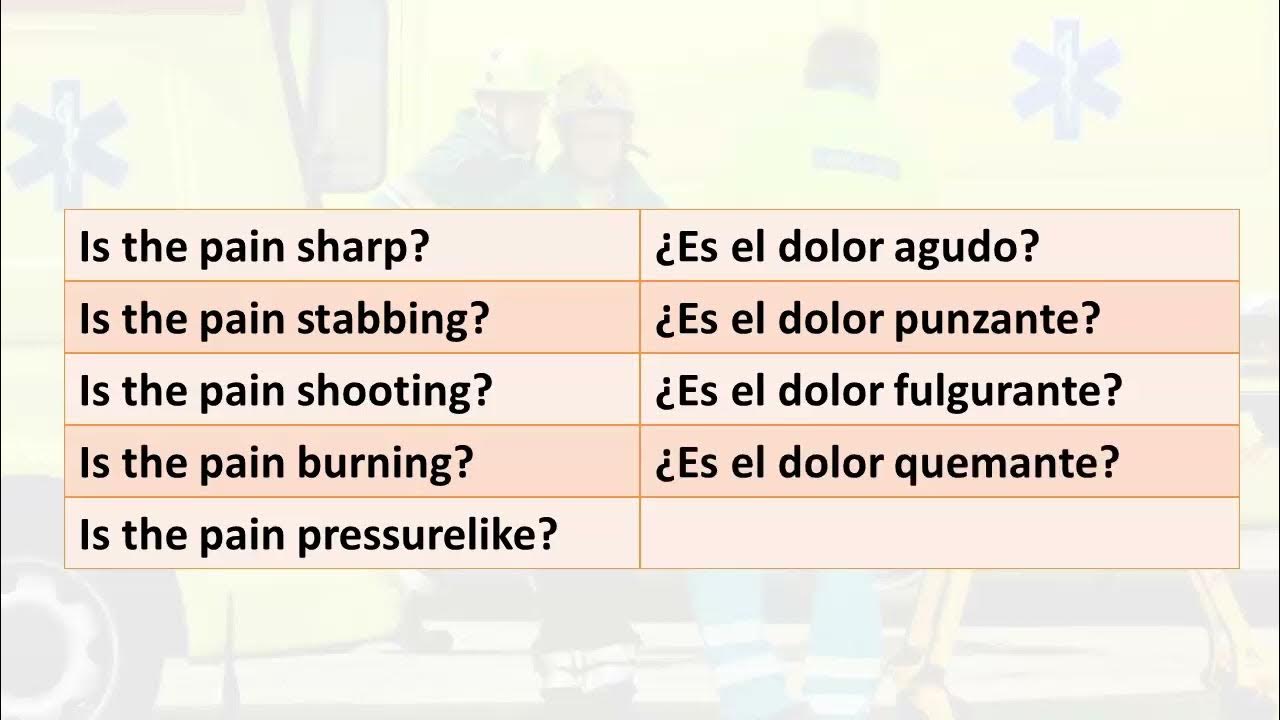 Medical Spanish Phrases for Paramedics and EMTs, Assessing Pain 6 - YouTube