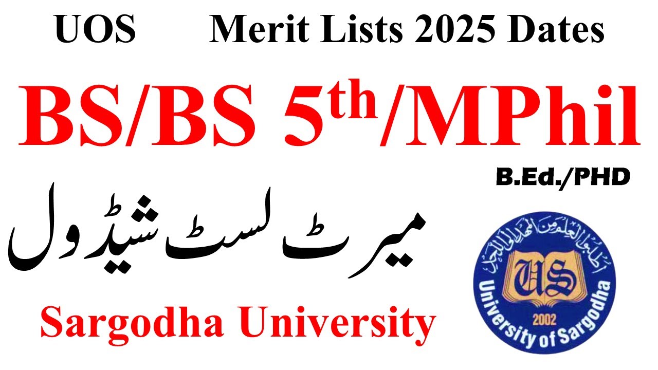 BS/BS 5th/MPhil/PHD Merit Lists 2025 UOS | Merit lists 2025 uos ...