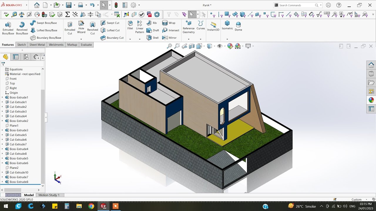 ☑️House design in Solidworks | How to make new House design in ...