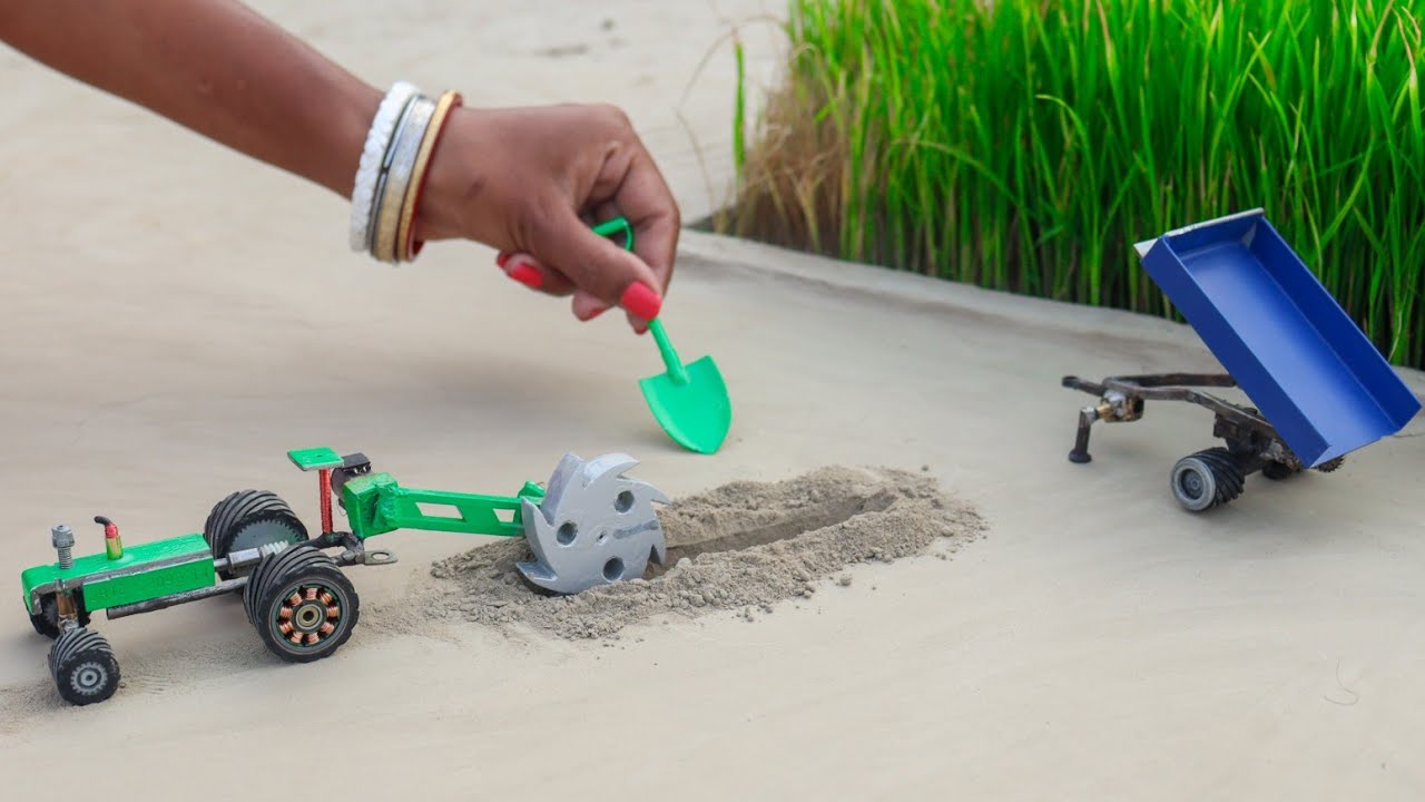 Mini tractor drain digger Machine | diy making science project ...