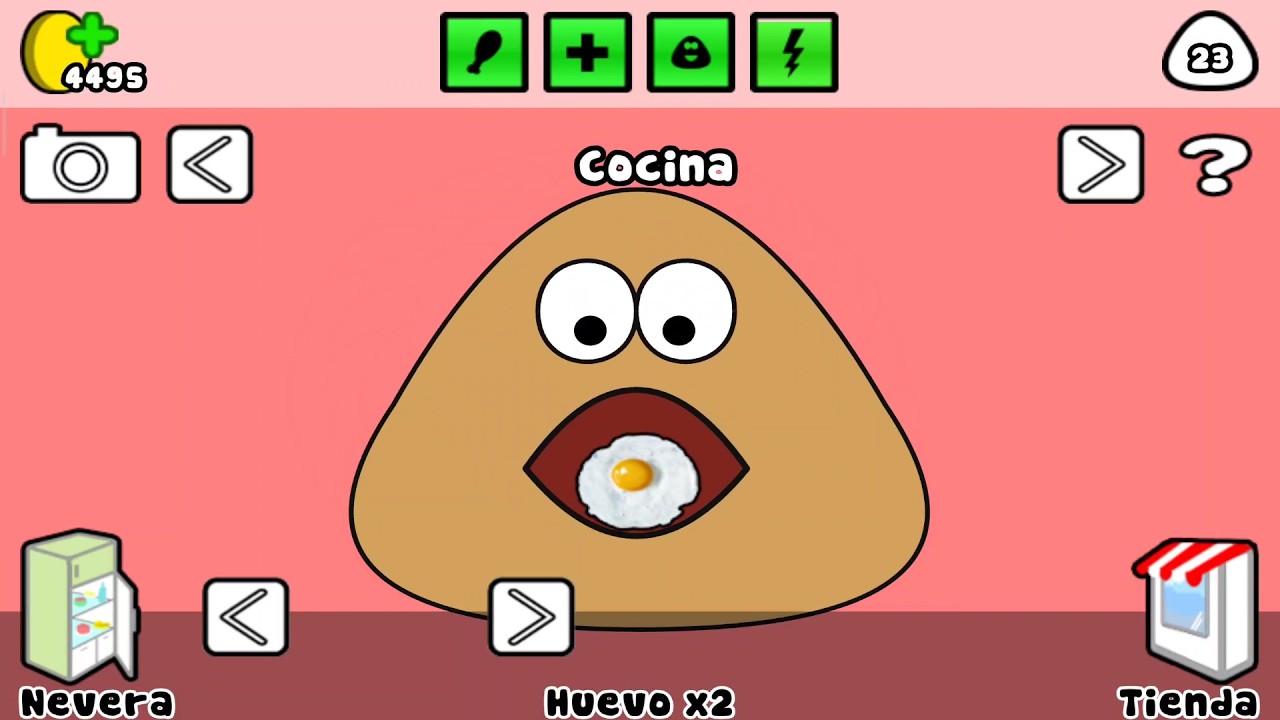 POU - Juego de Pou con pantalla completa. Pou se come un huevo frito ...