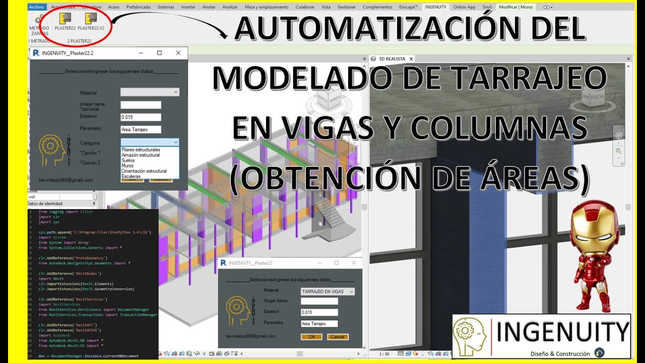 PLUGIN PARA TARRAJEO/ENLUCIDO EN REVIT (Vigas y columnas) - Python Script, Dynamo. - YouTube