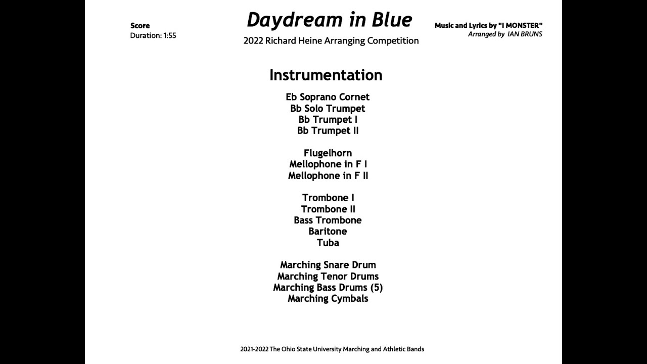 "Daydream in Blue" | I Monster | Marching Band Arrangement - YouTube