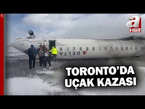 Toronto'daki uçak kazası kamerada! 80 yolcuyu taşıyan uçak işte böyle ters döndü! | A Haber