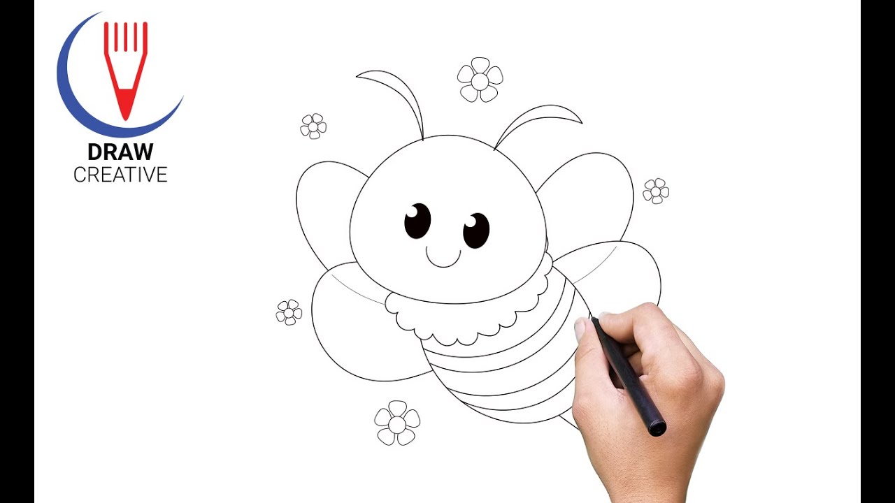 How to Draw a Honey Bee | How to Draw a Honey Bee Easy Step by Step ...