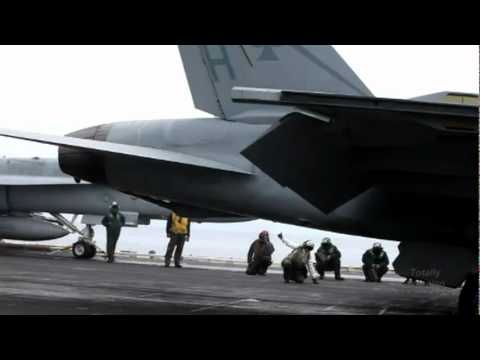 F18 Fighter Jet -- Control Surface Test  (Nimitz)