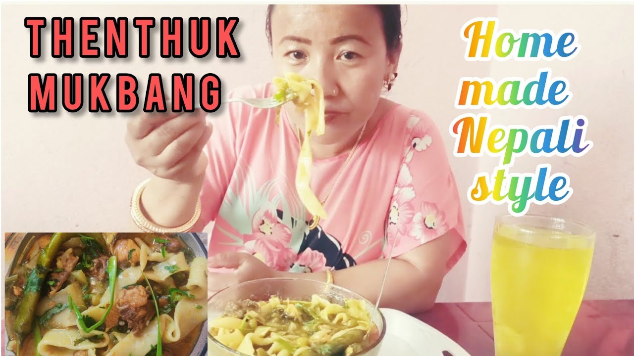Eating Show Thenthuk Mukbang||Thenthuk Homemade Tibetan Food In Nepal ...