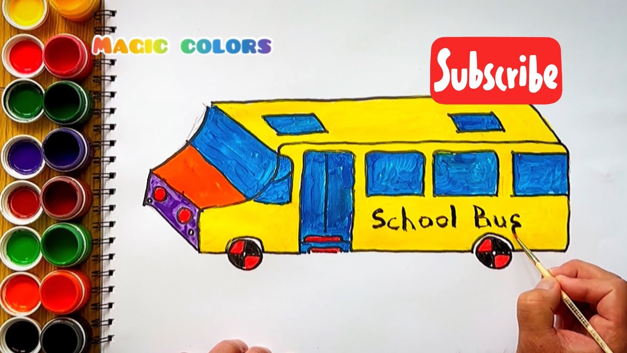 Draw a school bus. #drawing #colors #bus - YouTube