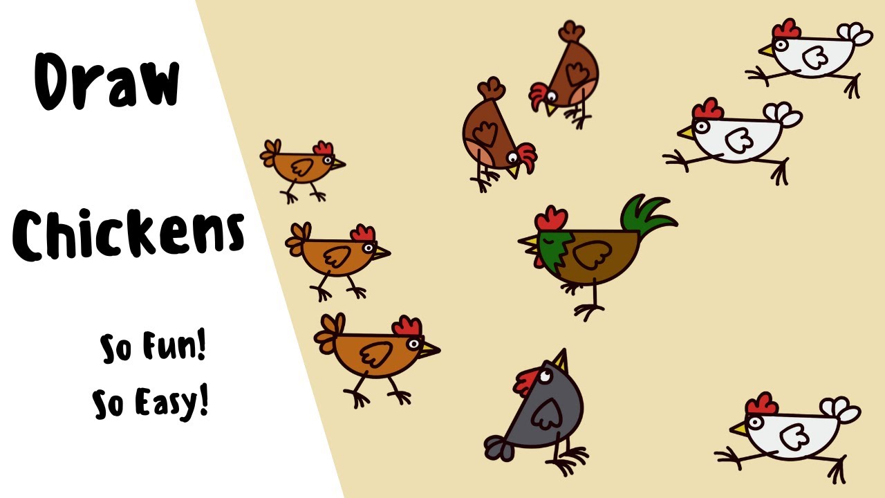 Silly Chicken Drawings! 🐓 🐓 5 Easy Chicken Doodles for Beginners # ...