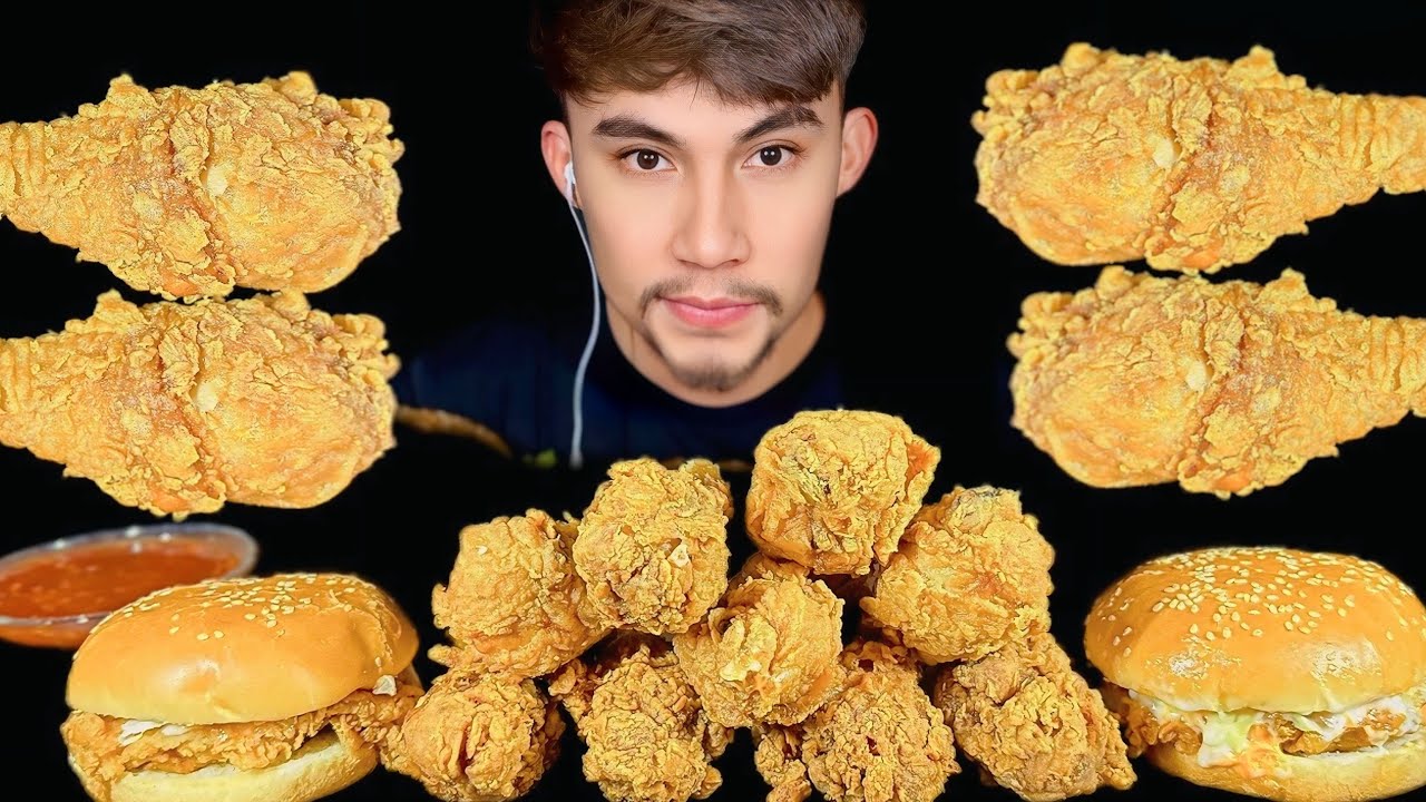 Eating Crispy Chicken leg Piece Crispy Zinger Juicy Burger Asmr Mukbang ...