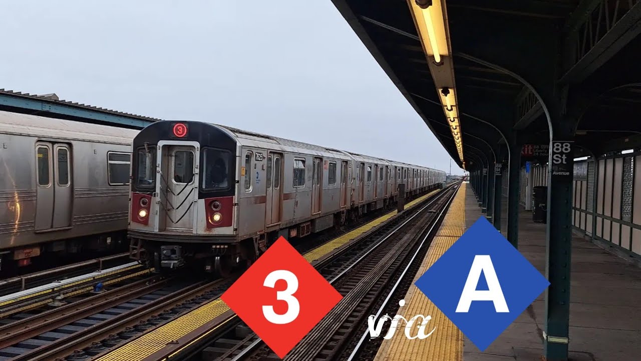 MTA: R46 A train, R211 A train, and a R142A 3 train meetup at 88 St ...