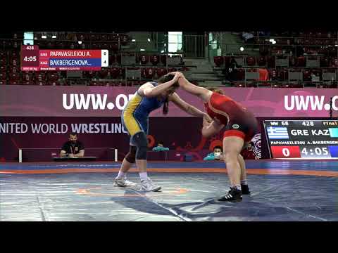 BRONZE WW - 68 kg: A. PAPAVASILEIO (GRE) v. Z. BAKBERGENOVA (KAZ)