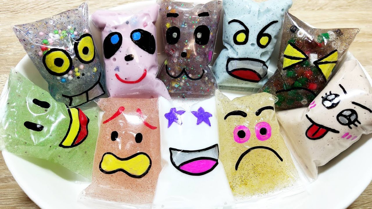 😜擠爆10個表情Squeezing Ten Bags★Relaxing Oddly Cute Slime video★Very ...