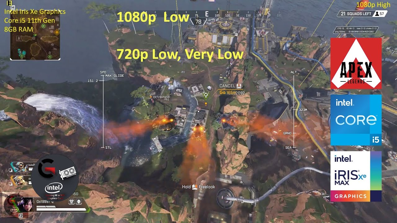 Apex Legends on Intel Iris Xe Graphic | 1080p Low & 720p Low-V.Low ...