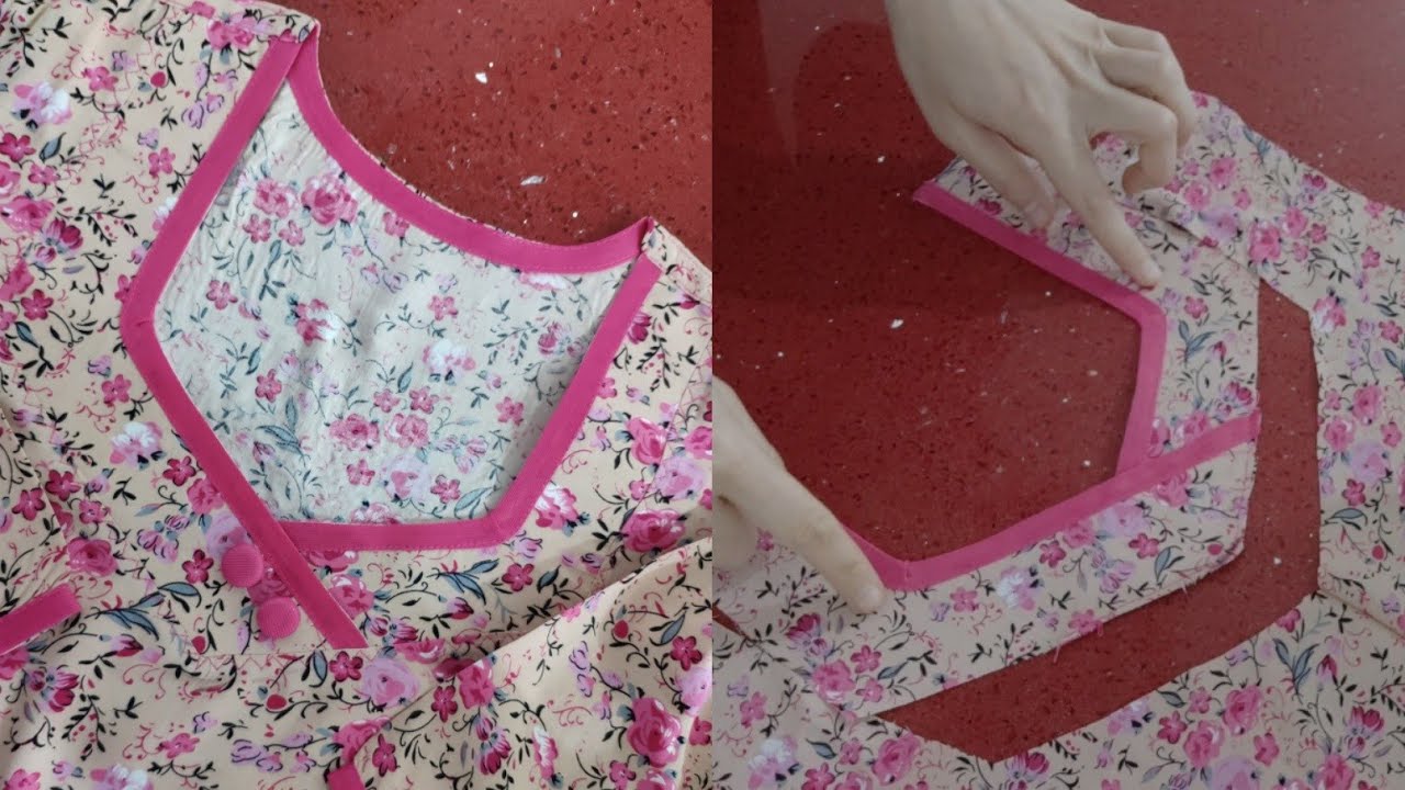 neck design with button/ cutting and stitching / size XL - YouTube