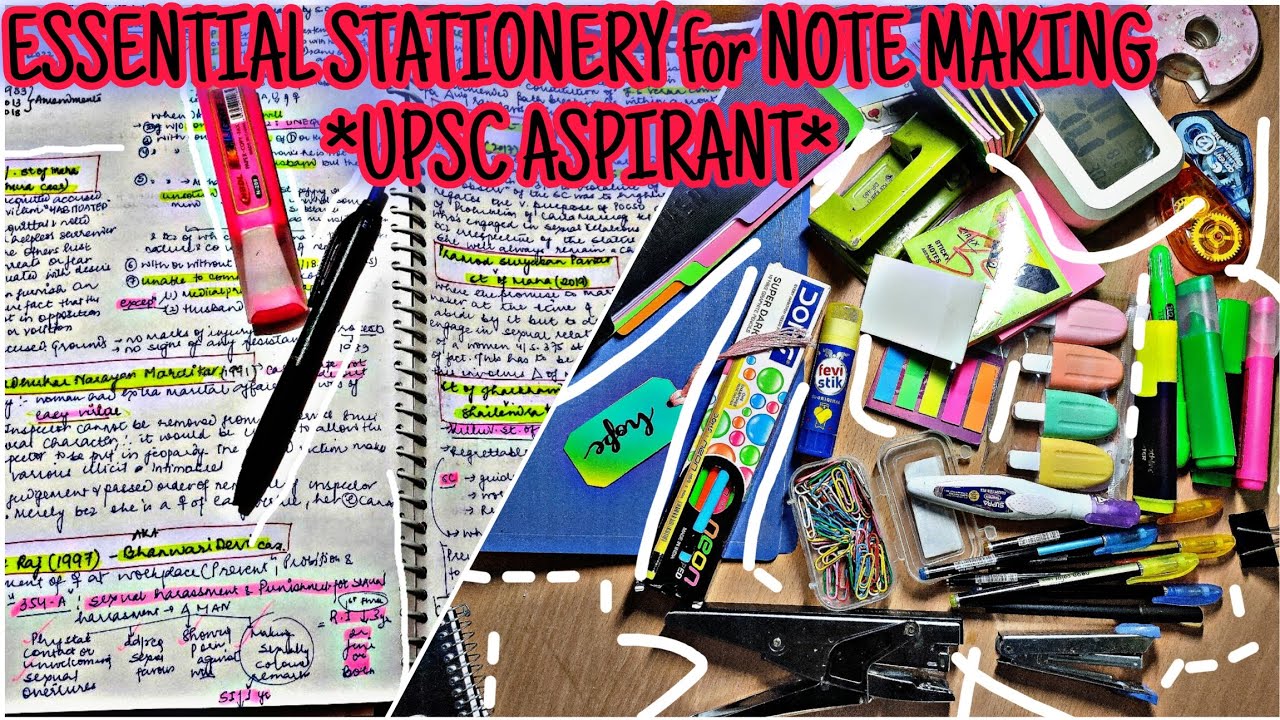 STATIONERY ESSENTIALS | NOTE MAKING ESSENTIALS | UPSC ASPIRANT - YouTube