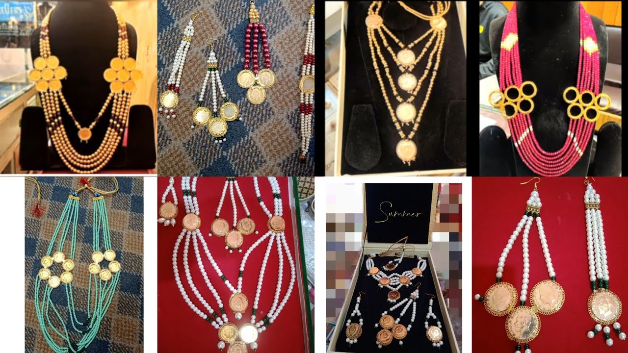 Most beautiful gold coin mala designs 2022 || gold pound maang tikka ...