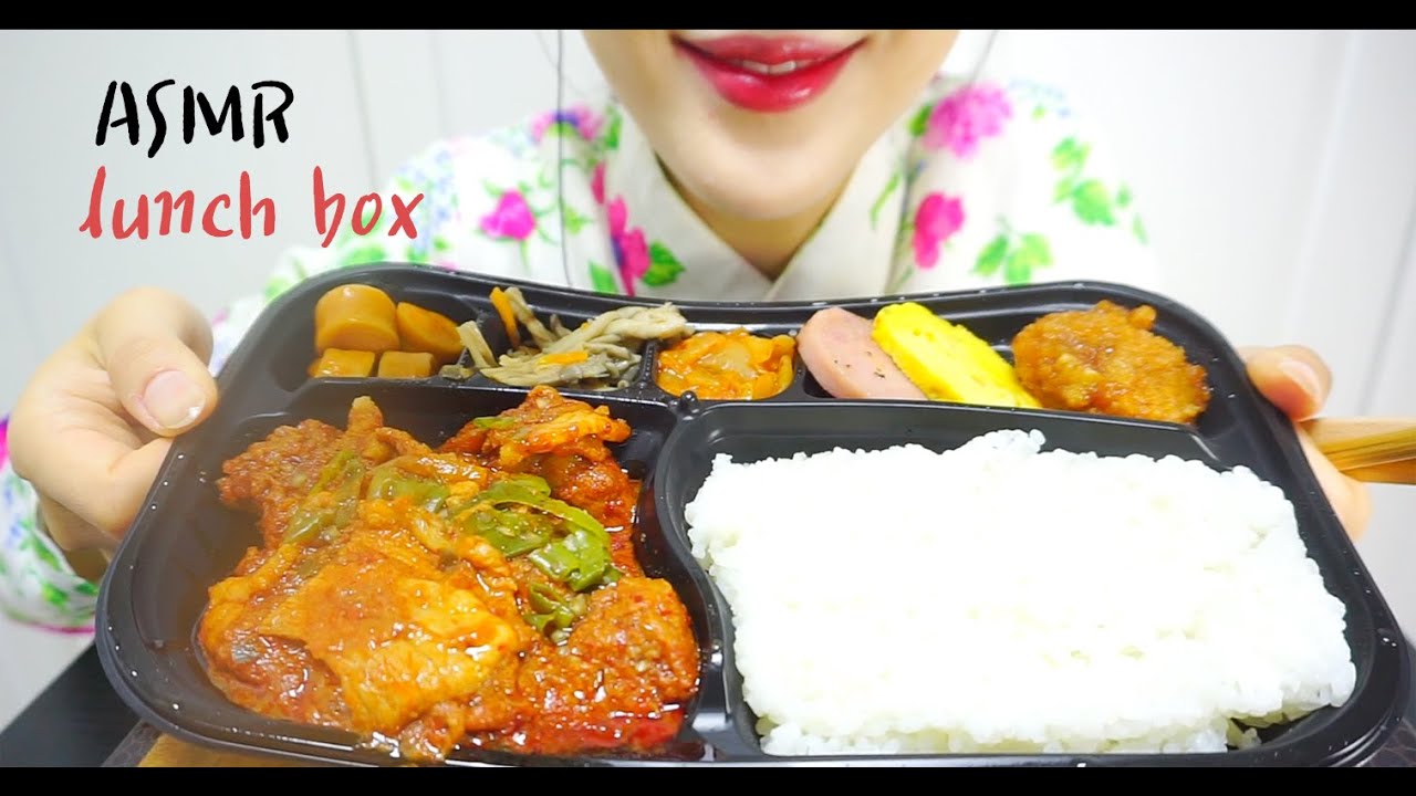 [ASMR] lunch box (convenience store) 7찬매콤불고기 도시락 Korean mukbang eating ...