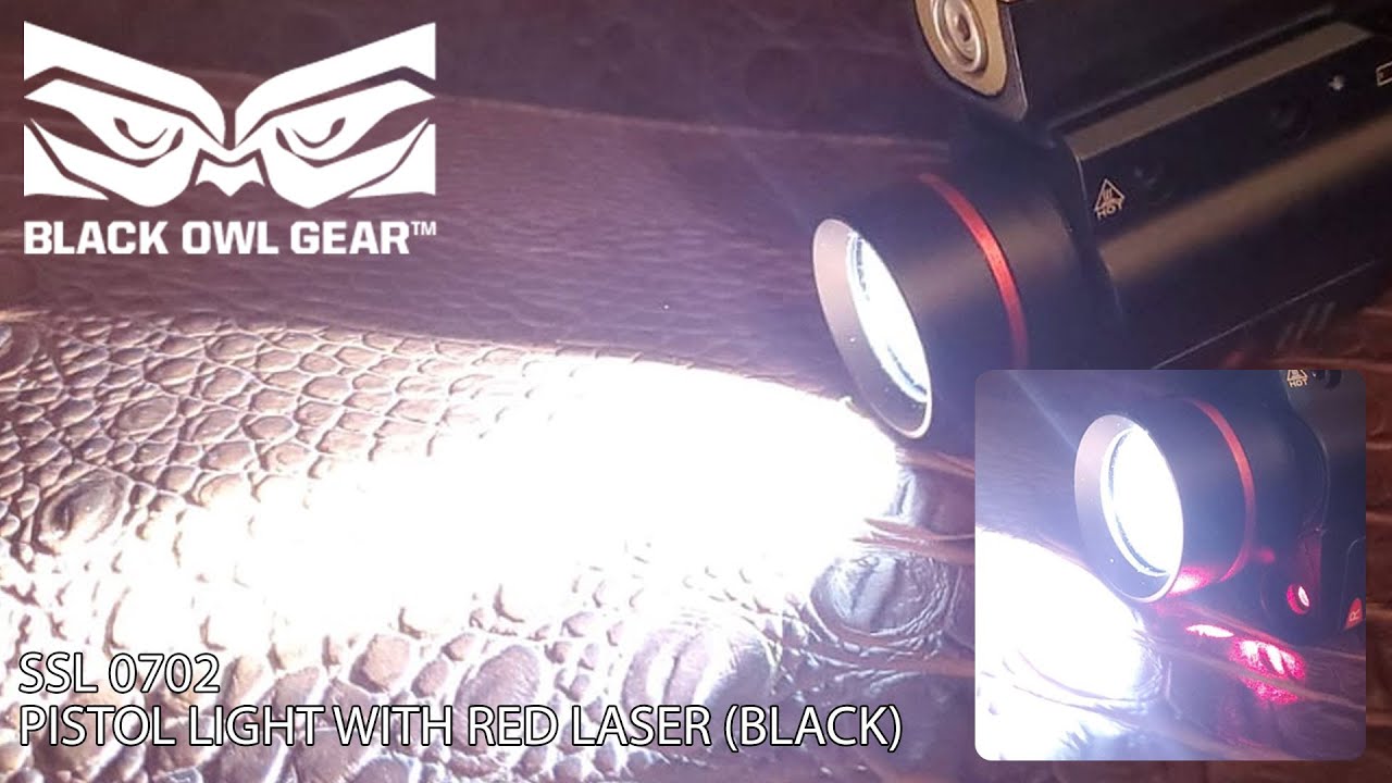 Black Owl Gear SSL0702 Pistol Light with Red Laser [Features Showcase ...