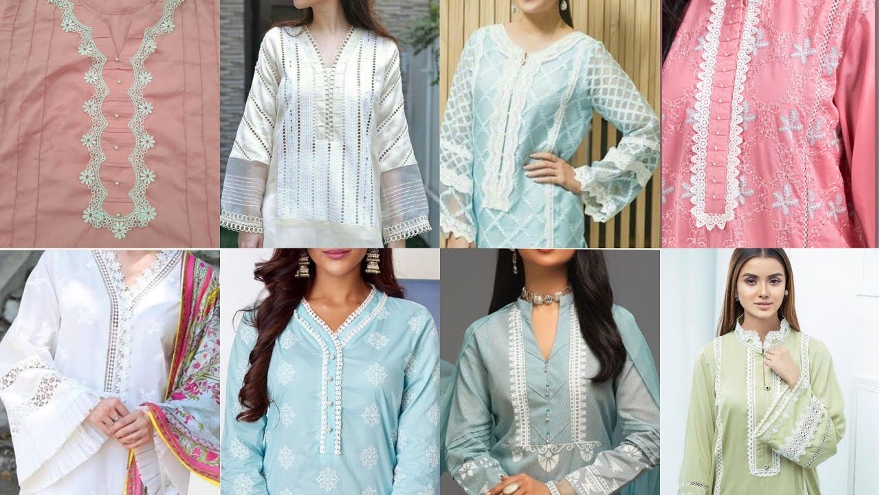 neck design with shuttle Lace / how to use shuttle Lace in neckline ...
