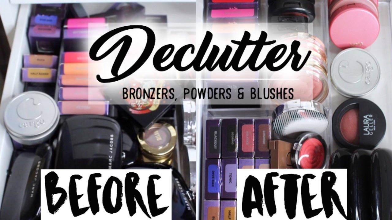 DECLUTTER MAKEUP COLLECTION | Powders, Bronzers & Blushes - YouTube