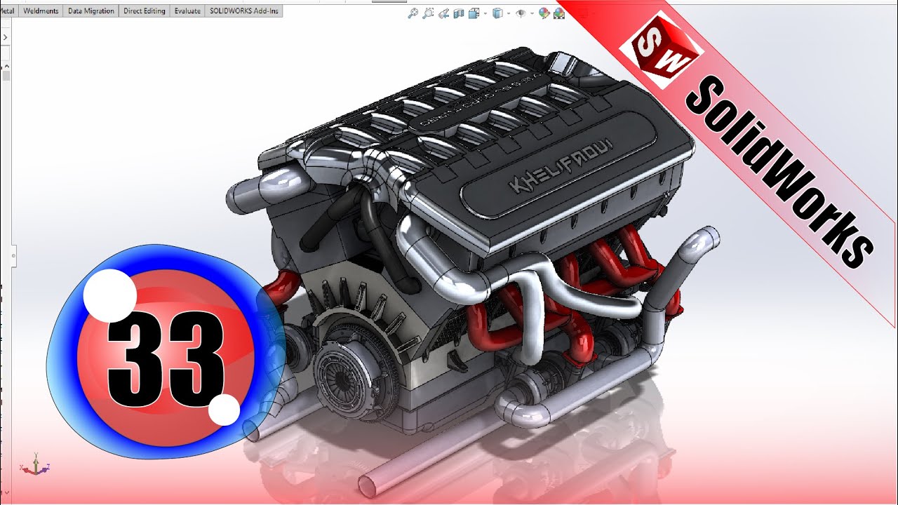Solidworks tutorial V12 engine | Ep 33 Full HD 😍 - YouTube