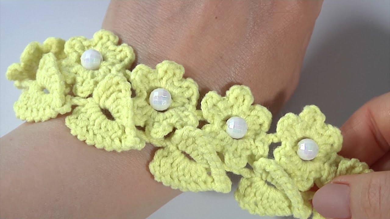 Mesmerizing Crochet Beauty/Crochet Flower and Leaf/ Crochet with BEADS ...