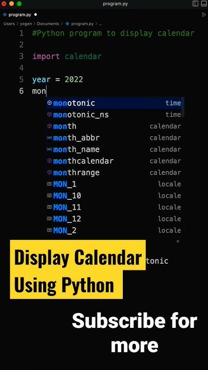 Make Calender Using Python Youtube