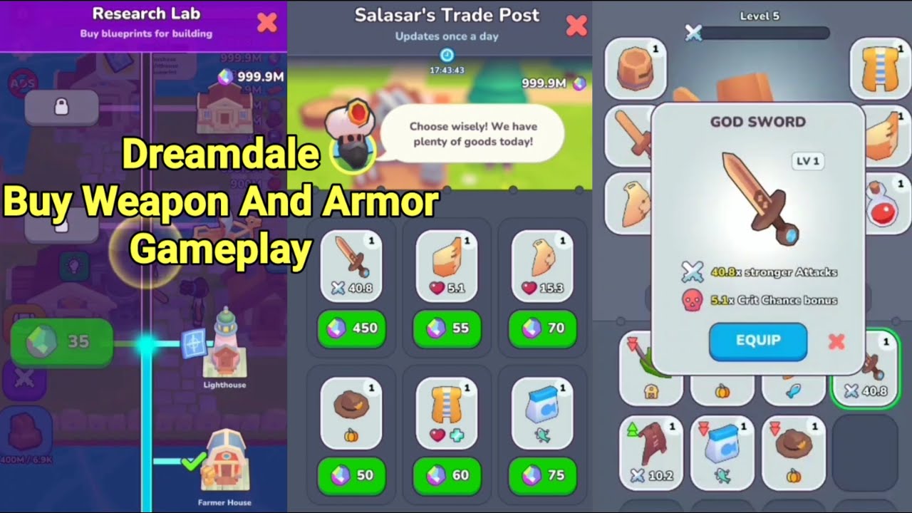 Dreamdale Buy Weapon And Armor Gameplay - YouTube