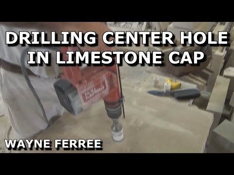 cutting center hole in limestone cap - YouTube
