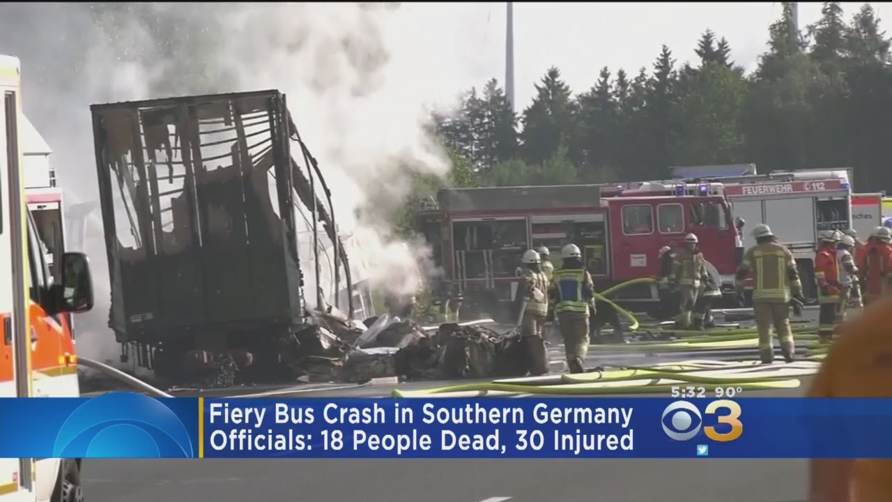 Fiery Bus Crash In Southern Germany - YouTube