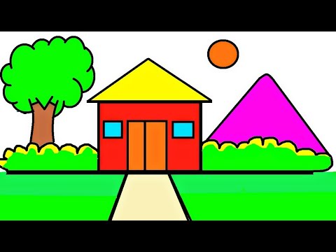 how to draw a house park 🏞️ easy drawing house park step by step for ...
