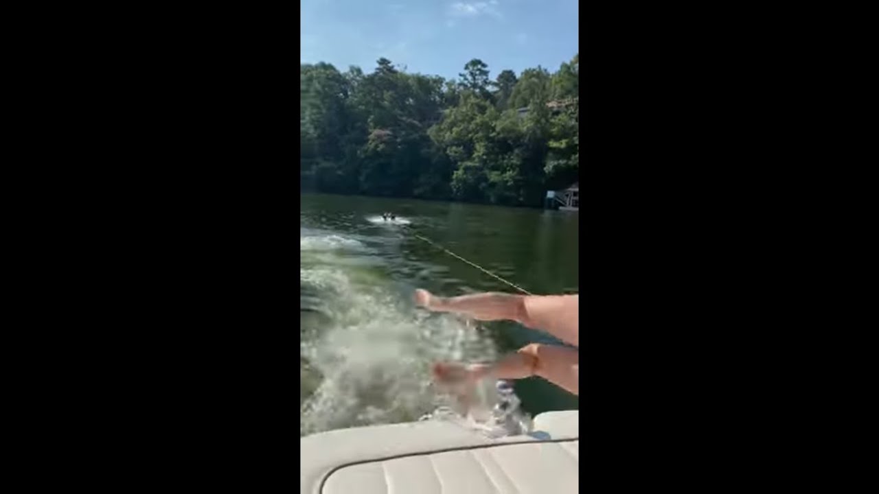 Girl Falls off Boat Trying to Hold Tube Rope - YouTube