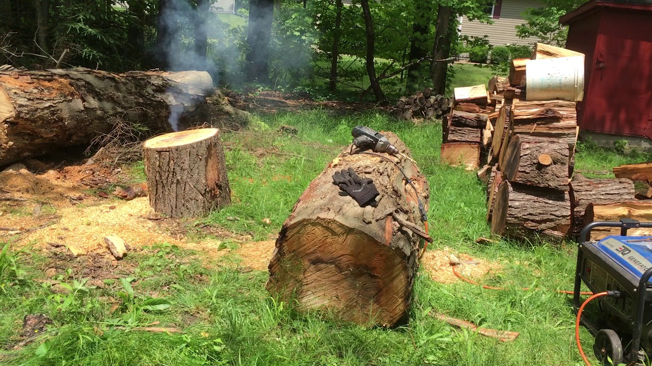 Flash powder log splitting - YouTube