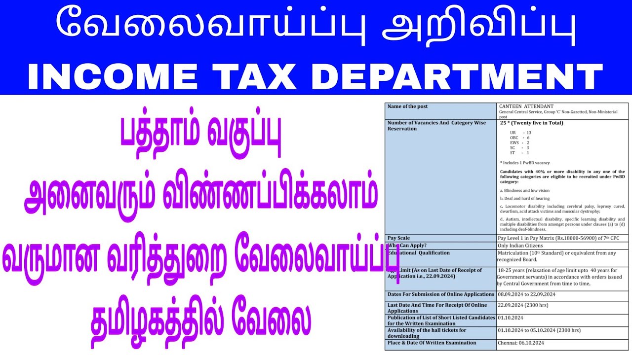 TN income tax department job notification 2024 - YouTube