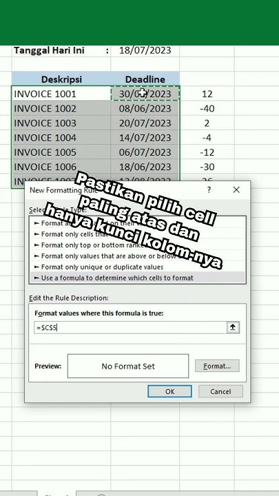 Cara Pemakaian Conditional Formatting untuk Tanggal Deadline - YouTube