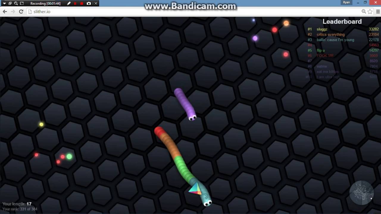 Slither.io 1st time recording this(Lucas in background making pizza lol ...