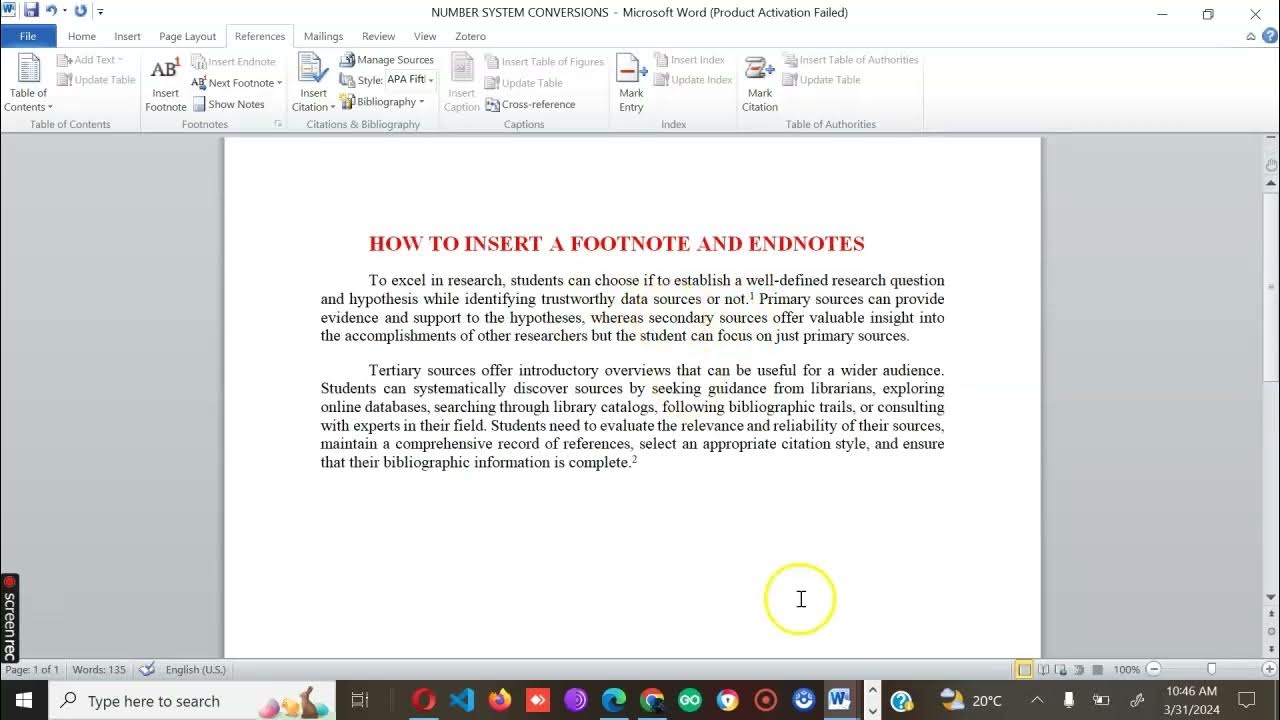 How to Insert Footnotes and Endnotes in Word - 8.1 Master Course (2024 ...