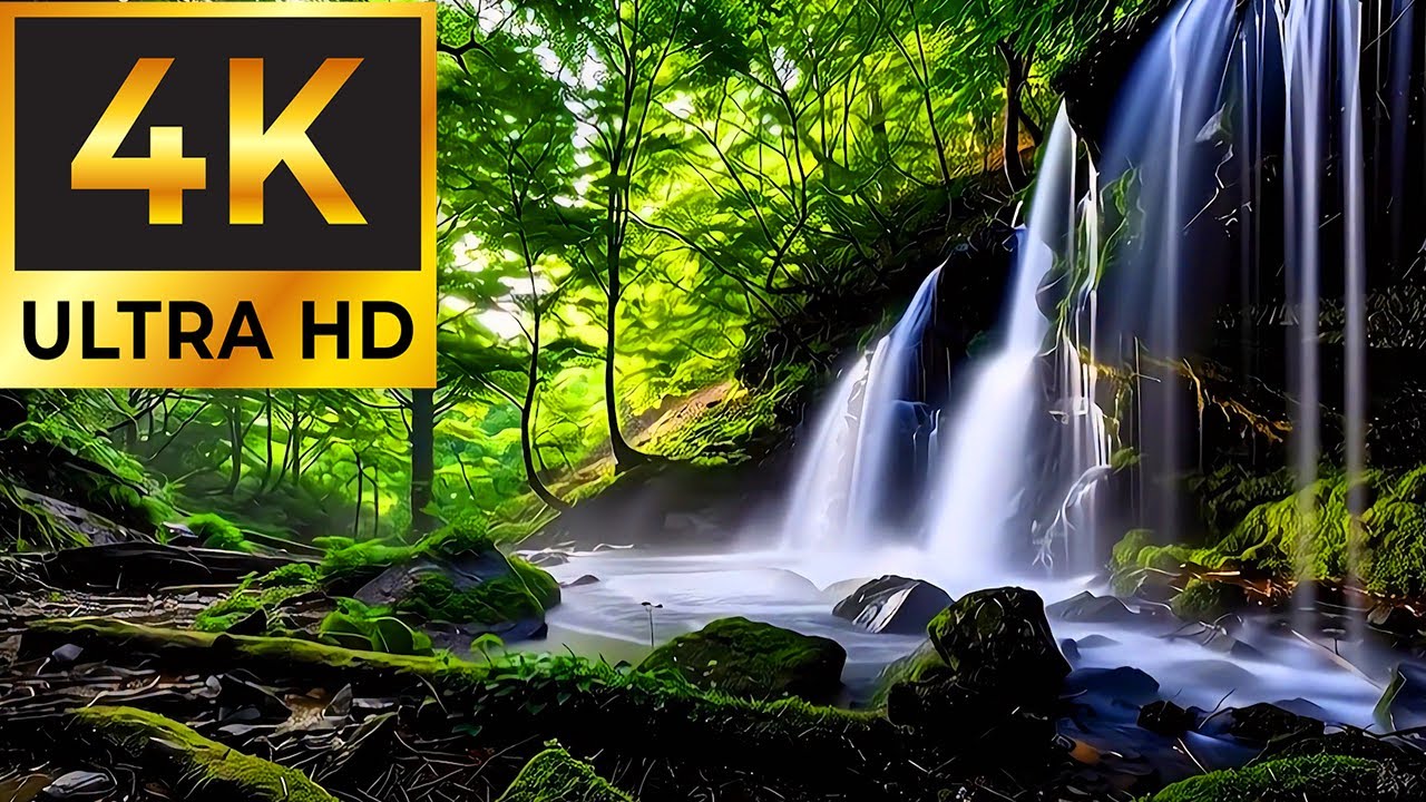 4K Relaxing Waterfall Flow | 4K Nature Background Stock Footage - YouTube