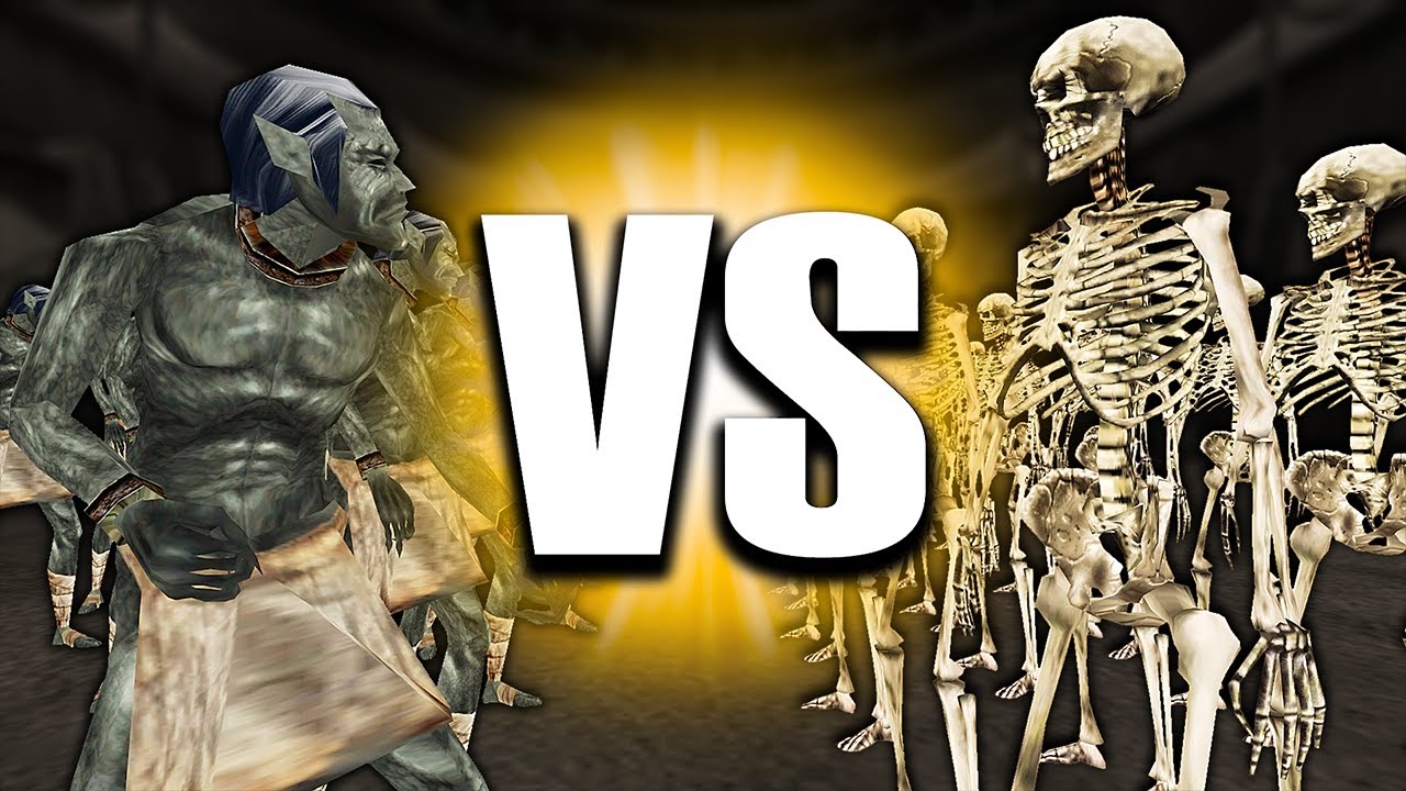 30 Ash Slaves vs 30 Skeleton Archers | Morrowind NPC Battle - YouTube