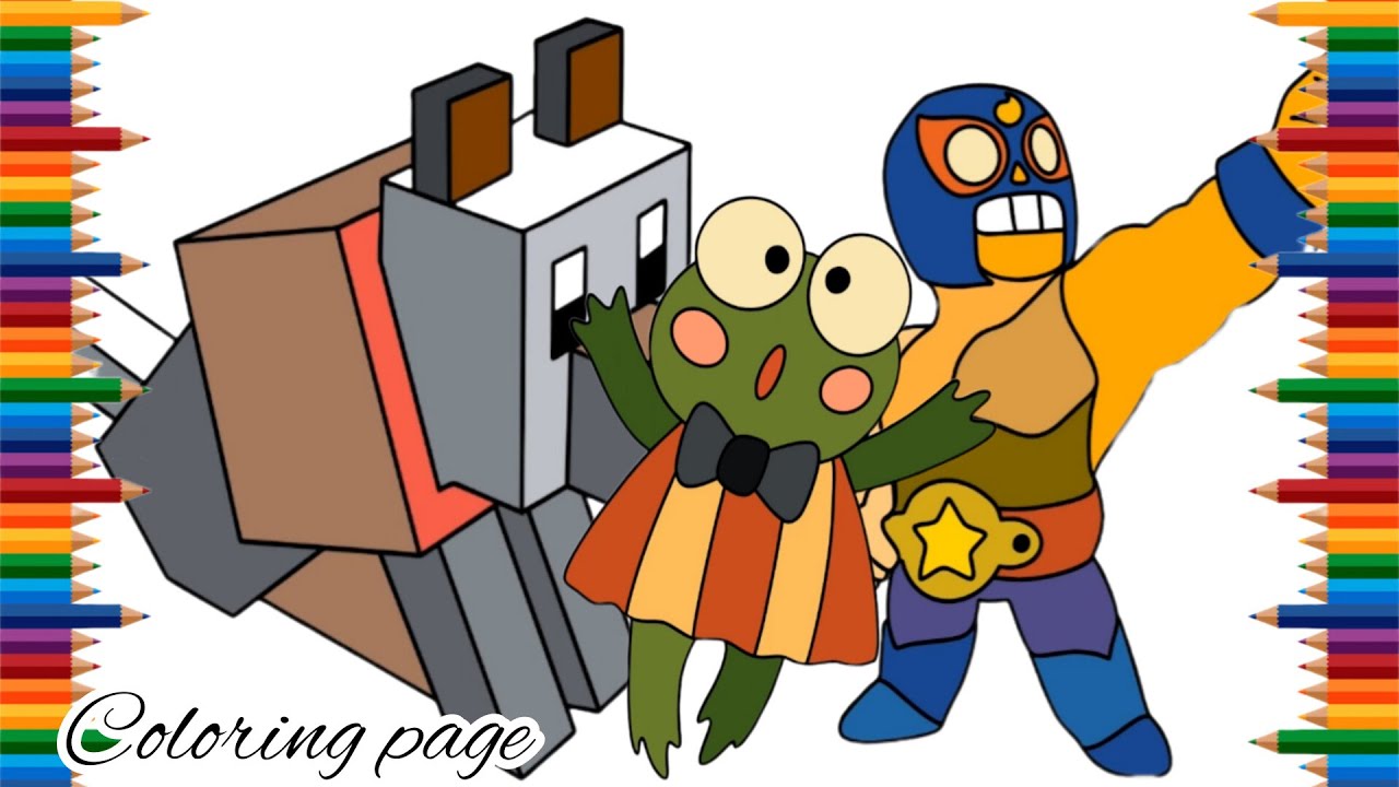 Minecraft Wolf, Keroppy the Frog, Brawl Stars El Primo | Coloring page ...
