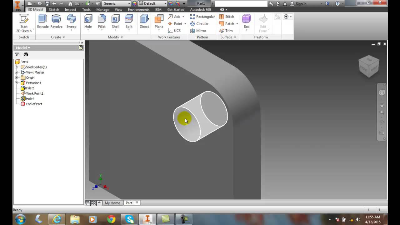 Inventor 06-05 Creating Holes Placement Area On Point - YouTube
