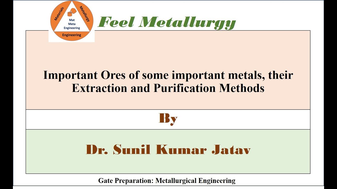 Important ores, extraction, and purification of some Important metals ...