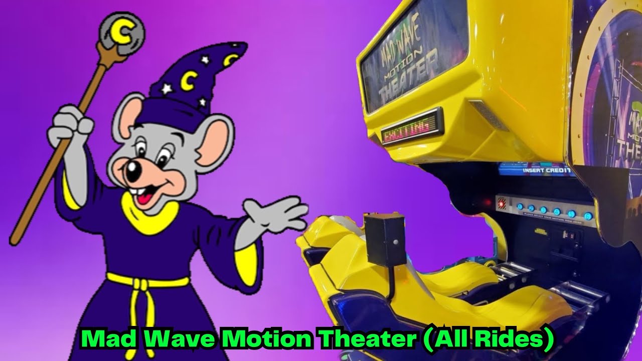 Chuck E Cheese Mad Wave Motion Theater (All Rides) - YouTube