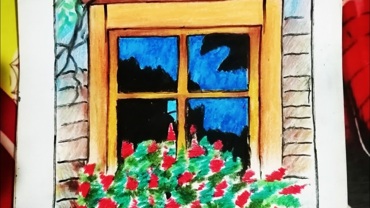 𝔽𝕃𝕆𝕎𝔼ℝ & 𝕎𝕀ℕ𝔻𝕆𝕎 Painting With Oil Pastel Colour Step by Step - YouTube