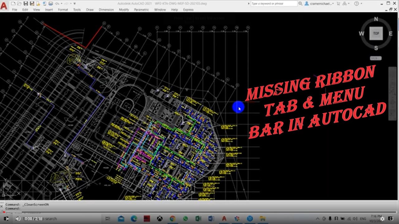 Missing Ribbon Tab & Menu Bar in Autocad - YouTube