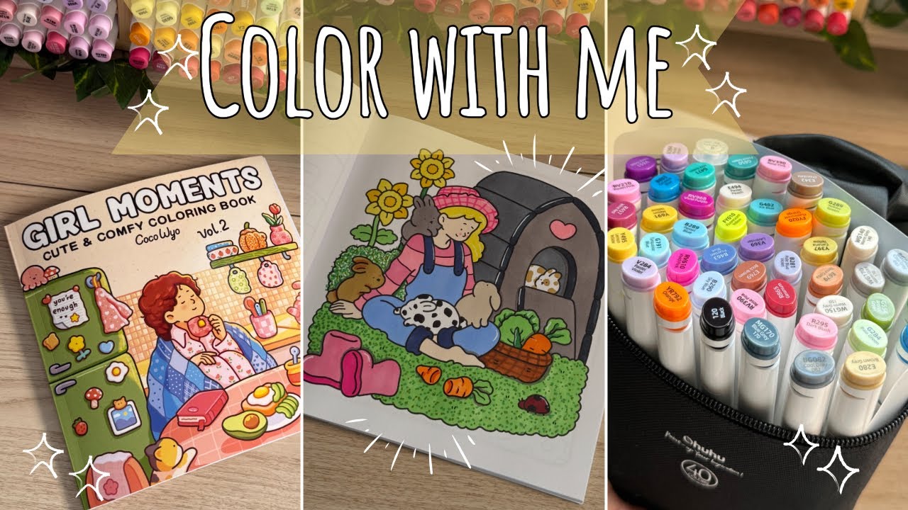 Color With Me | Cute & Cozy Farm Girl Coloring Page 🌼 | Girl Moments ...