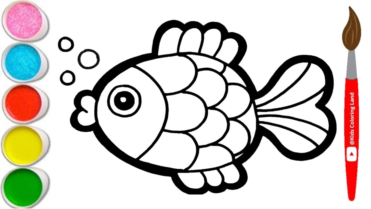 How to Draw Fish step by step || Drawing, painting and coloring || kids ...