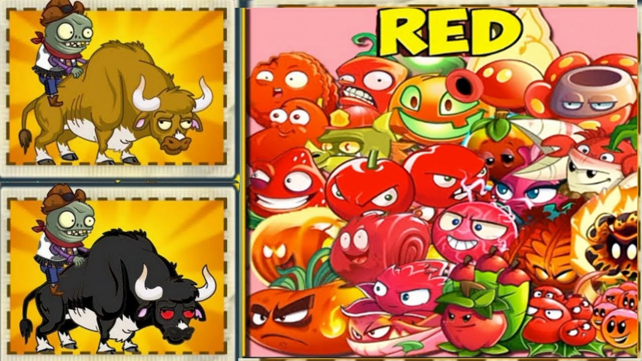 PvZ 2 Challenge: All Red Plants vs 2 Bull Zombie | Who Will Win Plants ...