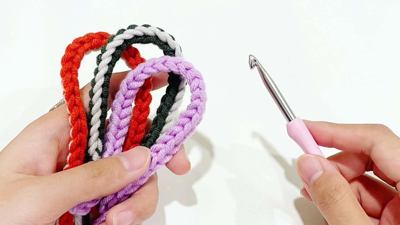 How to crochet an i-cord | Multi-colored cord crochet tutorial ...